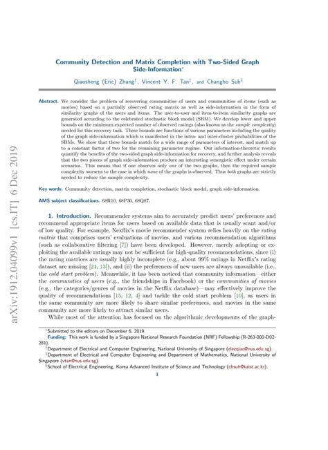 Community Detection And Matrix Completion With Two Sided Graph Side