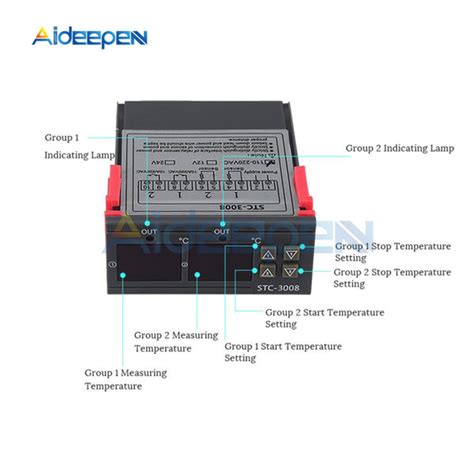 Stc 3008 Dual Digital Temperature Controller Two Relay Output 12v 24v Aideepen