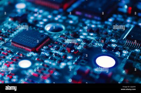 Computer Microchips And Processors On Electronic Circuit Board Computer Hardware Technology