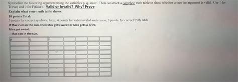 Solved Symbolize The Following Argument Using The Variables Chegg
