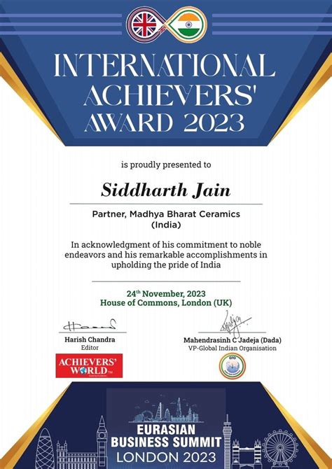 Mr Siddharth Jain Indian Achievers Forum