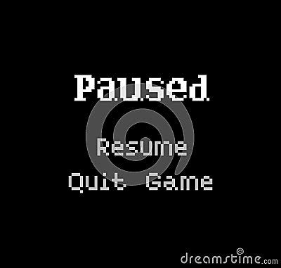 8 Bit Pixel Text Game Pause Menu Cartoon Vector CartoonDealer Com 269166825