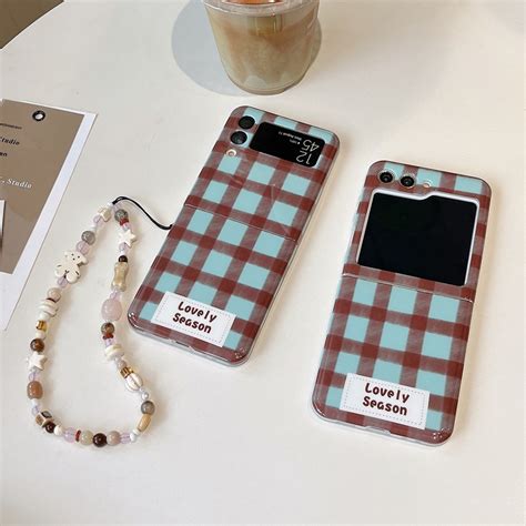 모이닷컴 갤럭시 Z플립5 Z플립4 Z플립3 민트 초코 체크 실리콘 스트랩 세트 제트플립 지플립 5 4 3 케이스