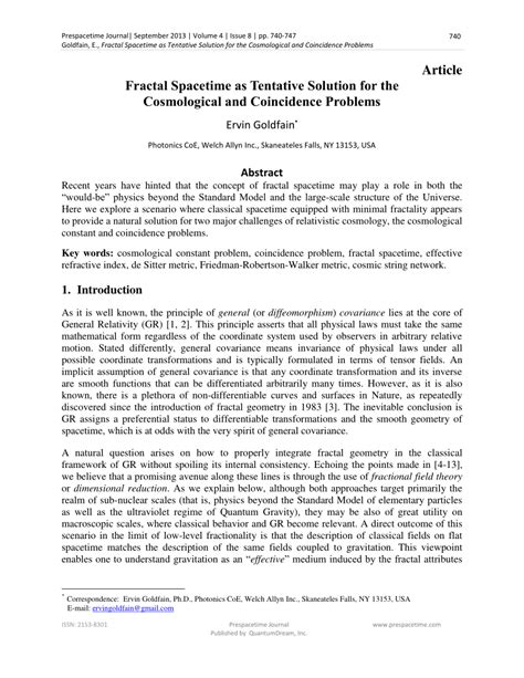 Pdf Fractal Spacetime As Tentative Solution For The Cosmological And Coincidence Problems