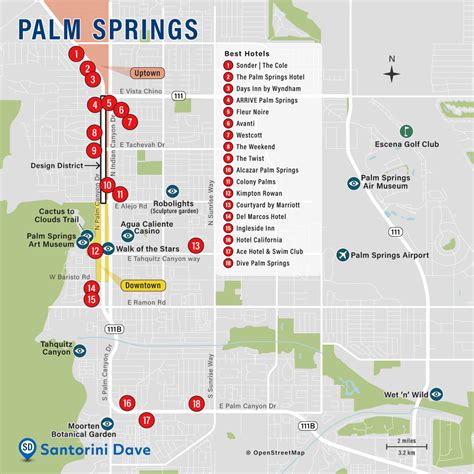 Palm Springs Hotel Map Downtown Desert Cities Artofit