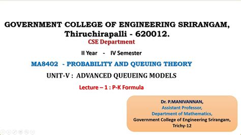Ma8402 Pqt Unit 5 Lecture 1 P K Formula Derivation Youtube