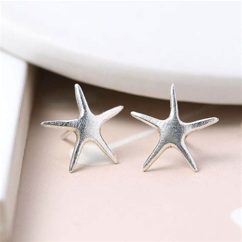 Brushed Silver Starfish Earrings From The Dotty House