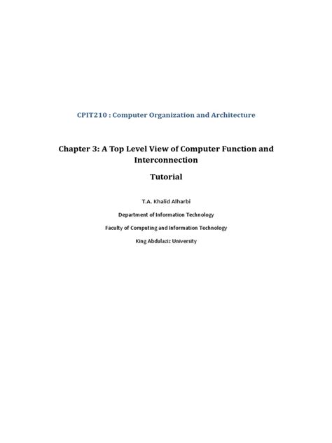 Chapter 3 Tutorial2 Pdf Instruction Set Central Processing Unit