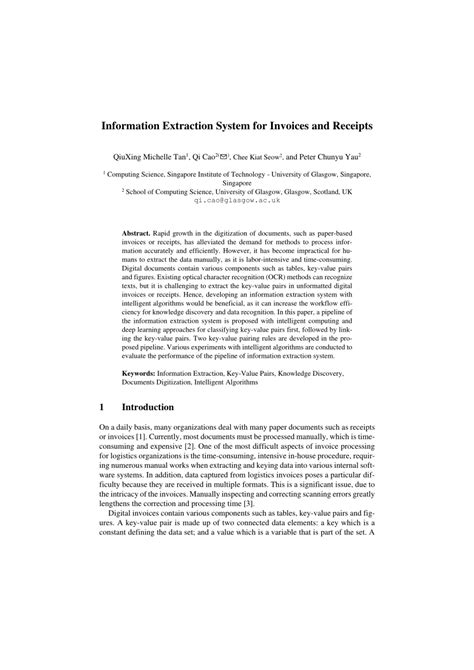 Pdf Information Extraction System For Invoices And Receipts