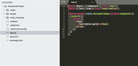 hello world tutorial app using react native for android ios the null