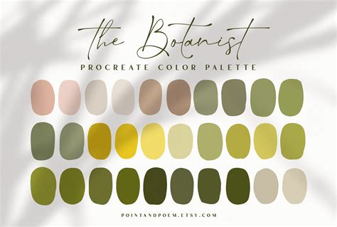 Procreate Palette Color Swatches The Botanist Botanical Etsy