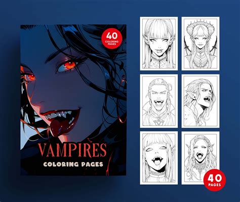 Anime Vampires Coloring Book Manga Character Pages Pdf And Jpeg Etsy