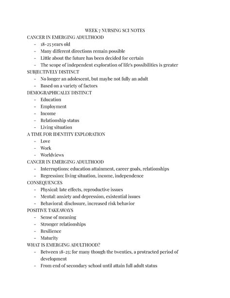 Week 7 Nursing Sci Notes Week 7 Nursing Sci Notes Cancer In Emerging