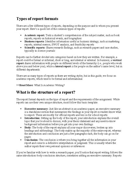 Types Of Report Formats Types Of Report Formats There Are A Few
