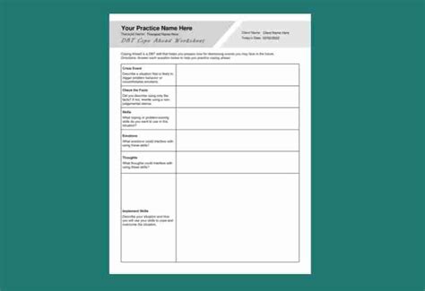 Dbt Cope Ahead Worksheet Pdf Therapybypro