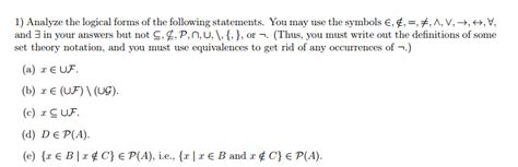 Analyze The Logical Forms Of The Following