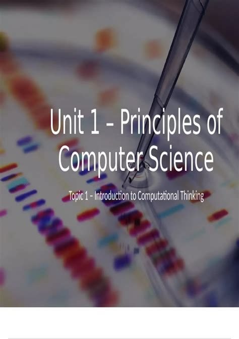 Introduction To Computational Thinking Unit 1 Principles Of