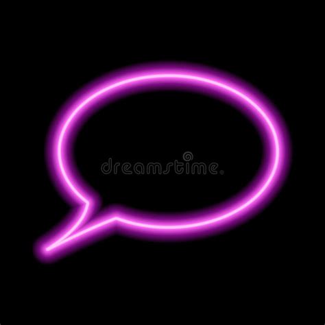 Blank Speech Bubble On A Black Background Neon Pink Contour Stock