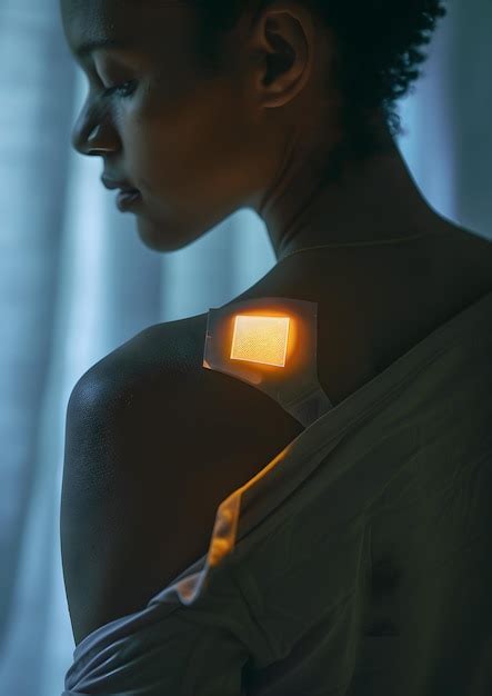 Premium Photo Person Wearing Diabetes Patch In Natural Light