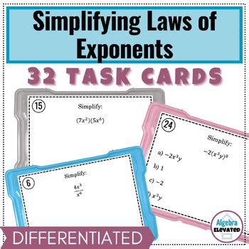 Simplifying Exponents Task Cards By Algebra Elevated TpT
