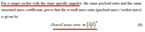 Solved For N Stages Rocket With The Same Specific Impulse