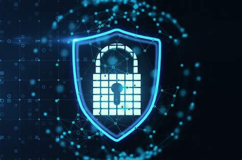 Premium Photo Abstract Glowing Padlock Shield Inside Polygonal Sphere