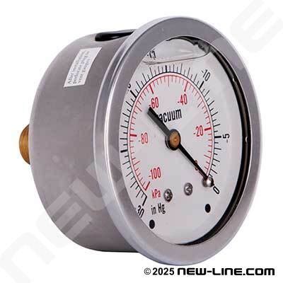 Liquid Filled Vacuum Gauge Center Back Mount