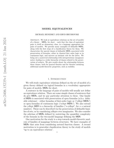 Pdf Model Equivalences