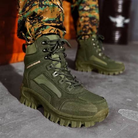 Mid Cut Tactical Hiking Boots Olive Green Huile