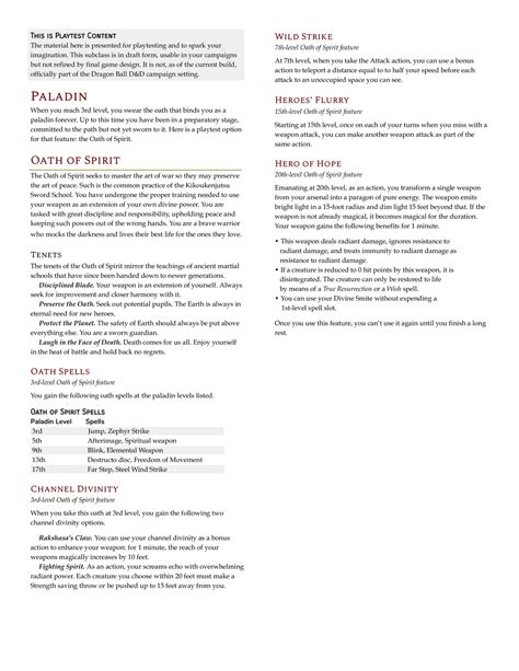 Paladin Subclass Oath Of Spirit V14 Rdragonballdnd