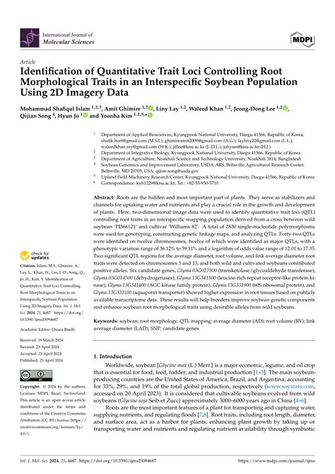 Pdf Identification Of Quantitative Trait Loci Controlling Root Morphological Traits In An