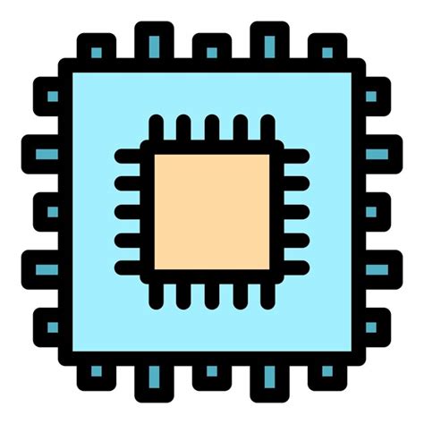 premium vector chip processor icon outline chip processor vector icon color flat isolated
