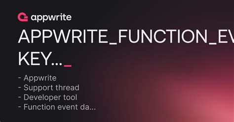 Appwritefunctioneventdata Key Error Threads Appwrite