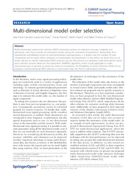 Pdf Multidimensional Model Order Selection