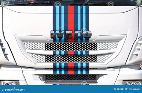 Iveco Logo Sign And Brand Text On Front Truck White Panel Van Editorial