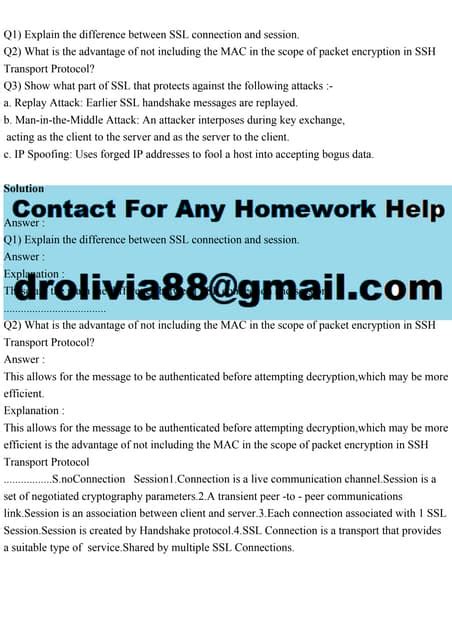 q1 explain the difference between ssl connection and session q2 pdf