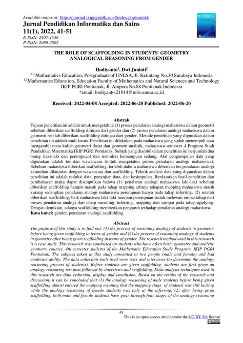 Pdf The Role Of Scaffolding In Students Geometry Analogical Reasoning From Gender