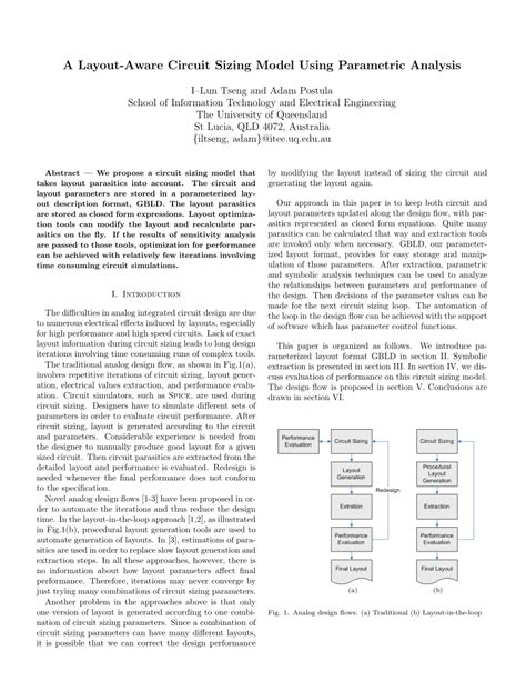 pdf a layout aware circuit sizing model using parametric analysis