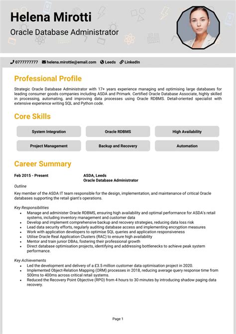 Oracle Dba Cv Example Guide Get Noticed