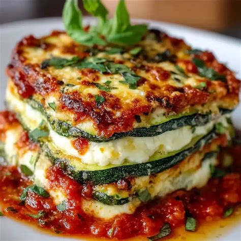 Layered Zucchini Ricotta Melts With Marinara