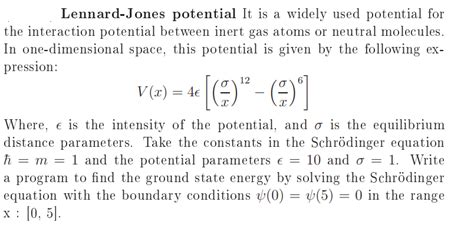 Solved Lennard Jones Potential It Is A Widely Used Potential