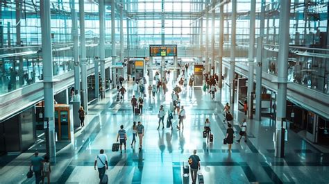 Premium Photo Crowded Airport Terminal With People Walking In All
