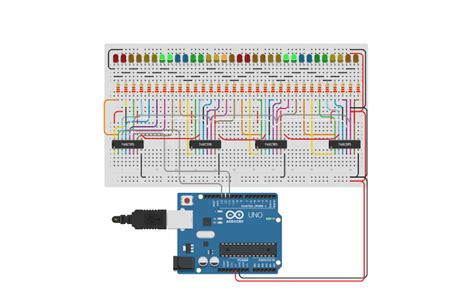 Circuit Design Copy Of 32 Leds Flashing Using 74hc595 Tinkercad