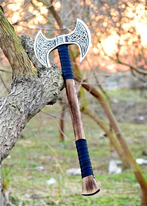 Viking War Axe Two Handed Berserker Axe Hand Forged Steel Axe Norse
