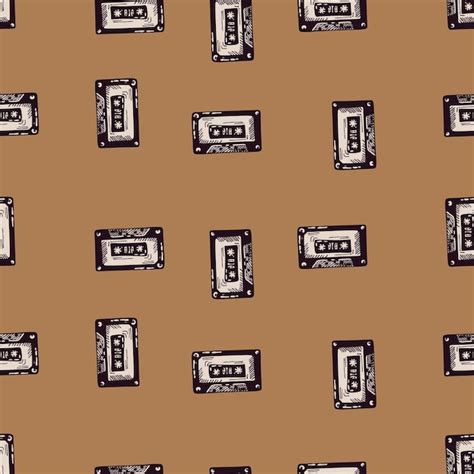 Premium Vector Audio Cassette Tape Engraved Seamless Pattern Vintage