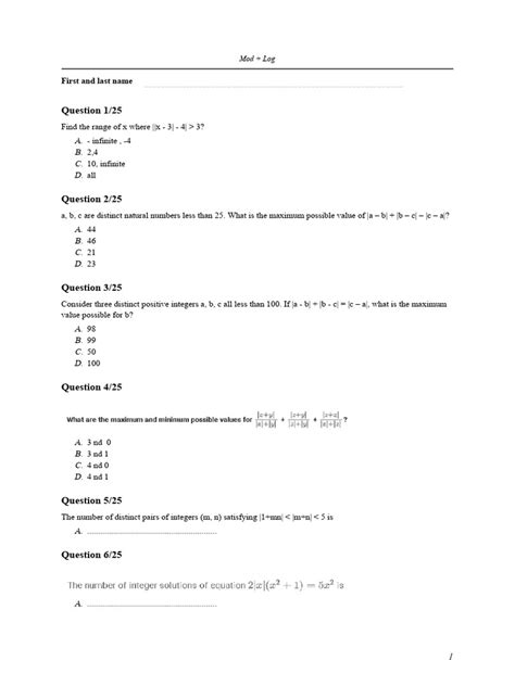 mod log questions pdf mathematics number theory