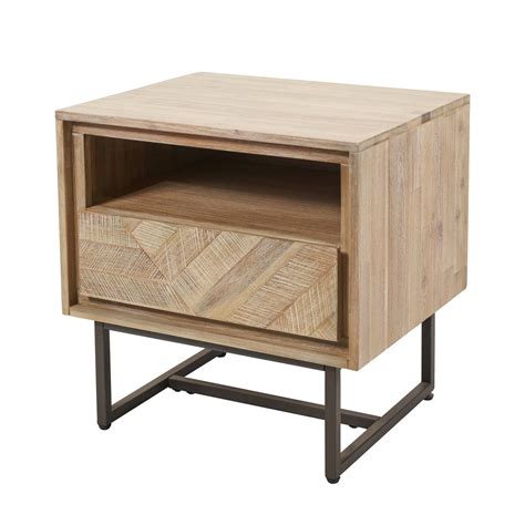 Renzo Acacia Wood Bedside Table Furniture Rūma