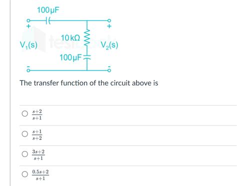 Solved The Transfer Function Of The Circuit Above Is Chegg Com