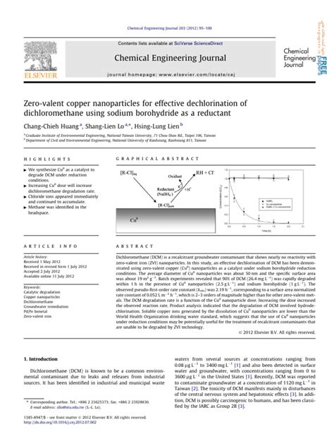 Zero Valent Copper Nanoparticles For Effective Dechlorination Of