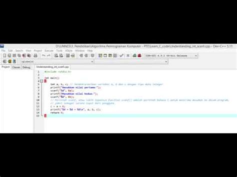 Understanding Int And Scanf Belajar Bahasa C Menggunakan Dev C YouTube